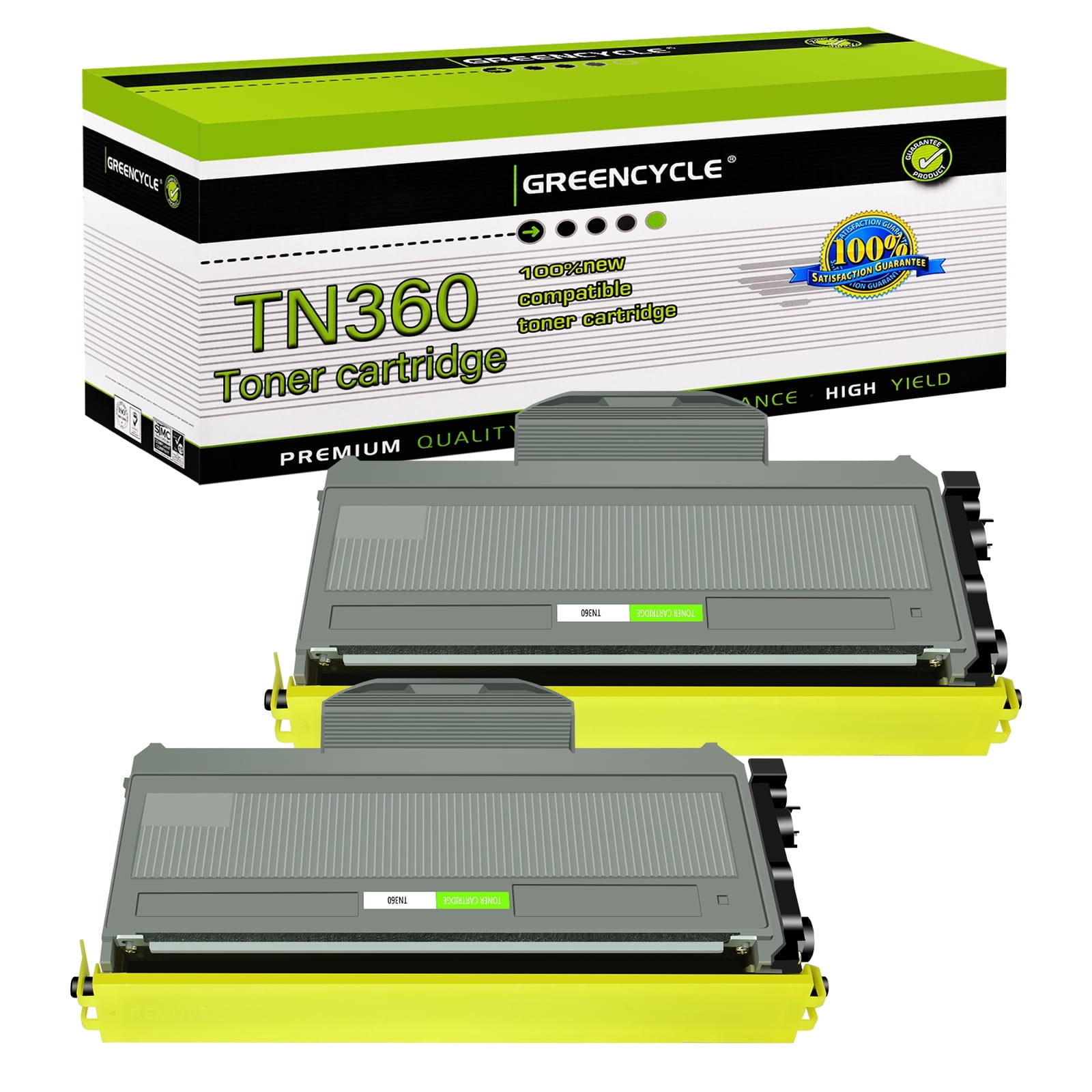GREENCYCLE 2 Pack Compatible for Brother TN360 TN330 Black Toner Cartridge Replacement with DCP ...