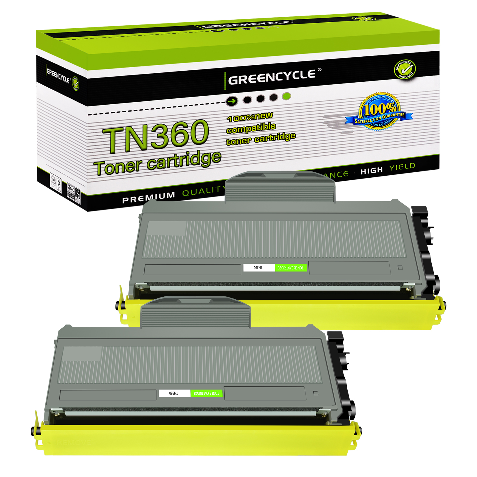 GREENCYCLE 2 Pack Compatible for Brother TN360 TN330 Black Toner Cartridge Replacement with DCP ...