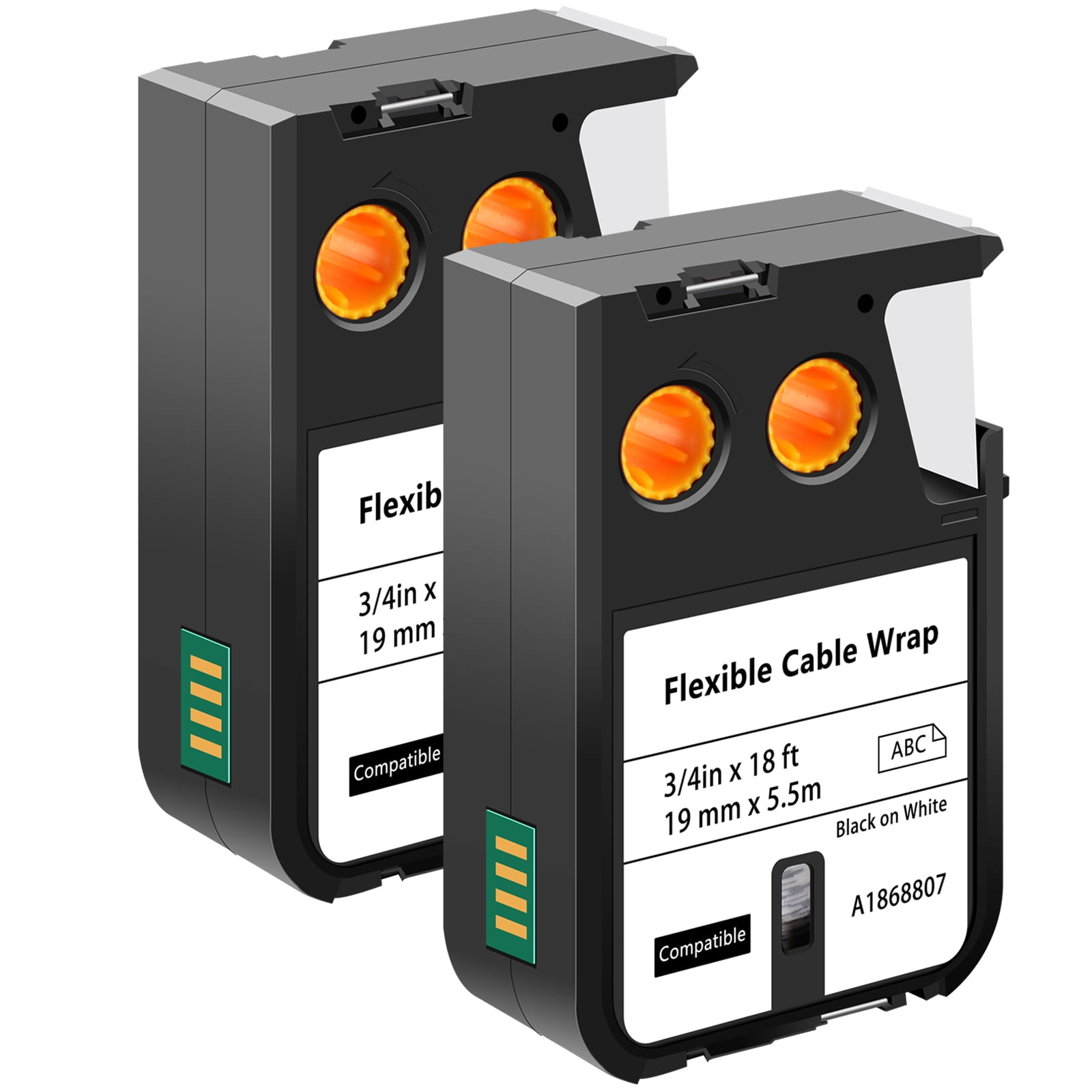 GREENCYCLE 2 Pack Compatible for DYMO XTL 1868807 3/4''x 18ft Black on ...