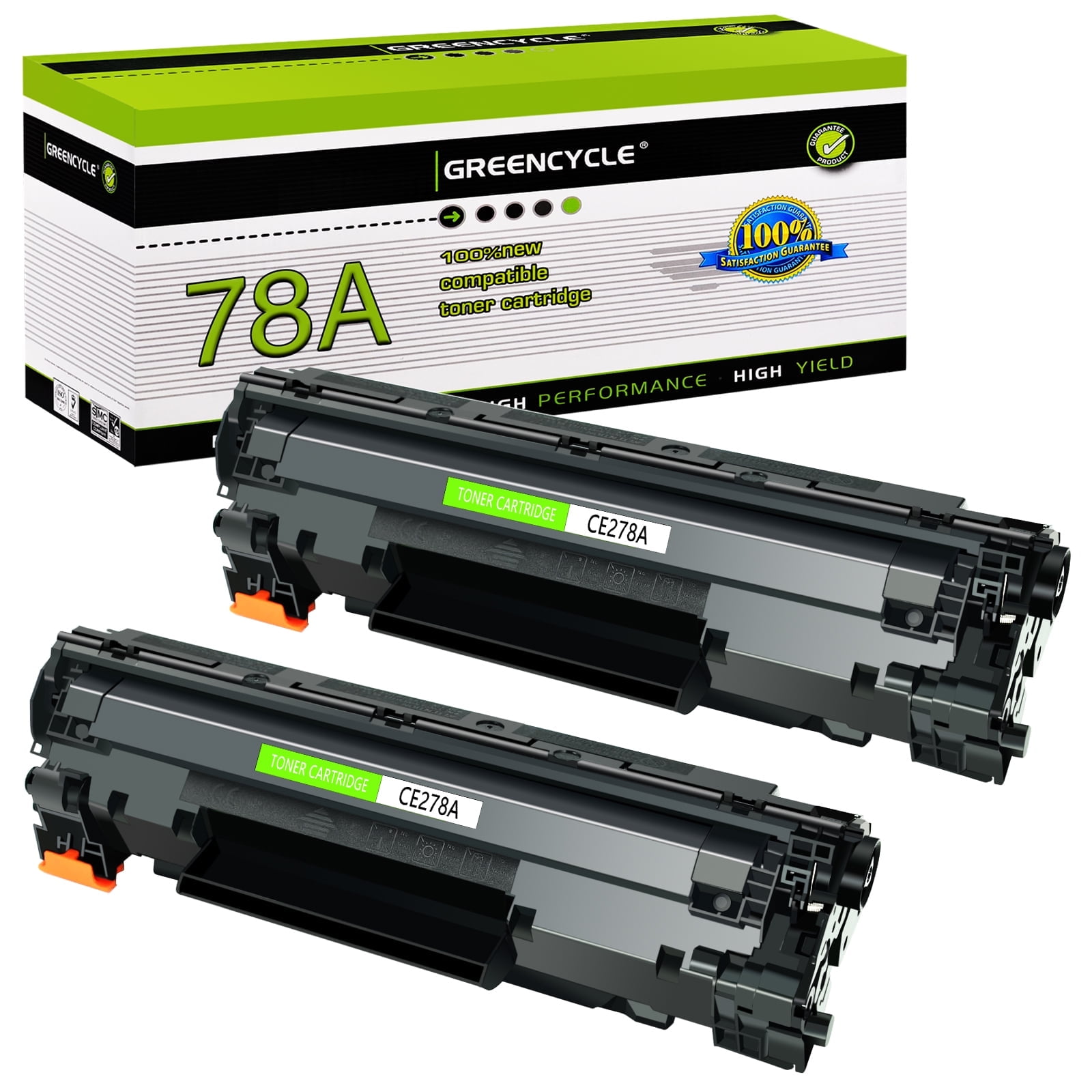 GREENCYCLE 2 Pack Compatible for HP 78A CE278A Black Toner Cartridge ...