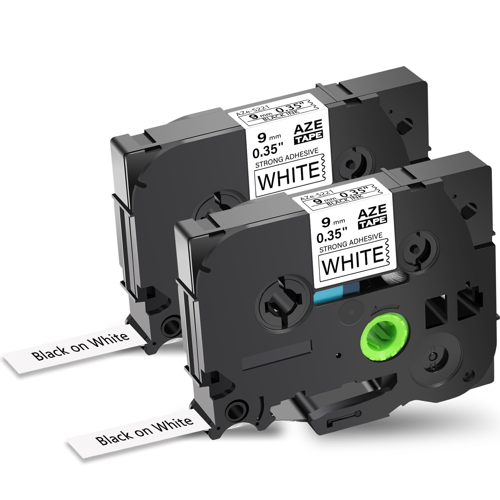 GREENCYCLE 2 Pack Extra Strength Adhesive Black on White Label Tape ...