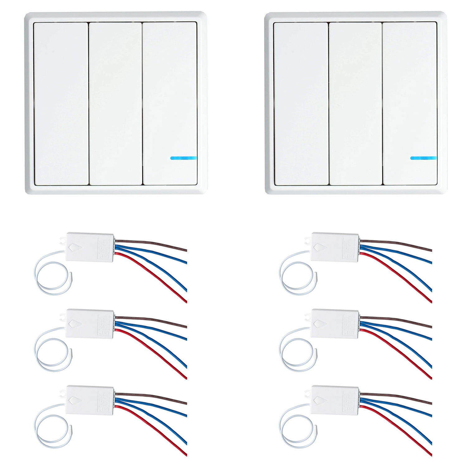 GREENCYCLE 2 Set 3-Gang Wireless Light Switch 110V Receiver Transmitter ...