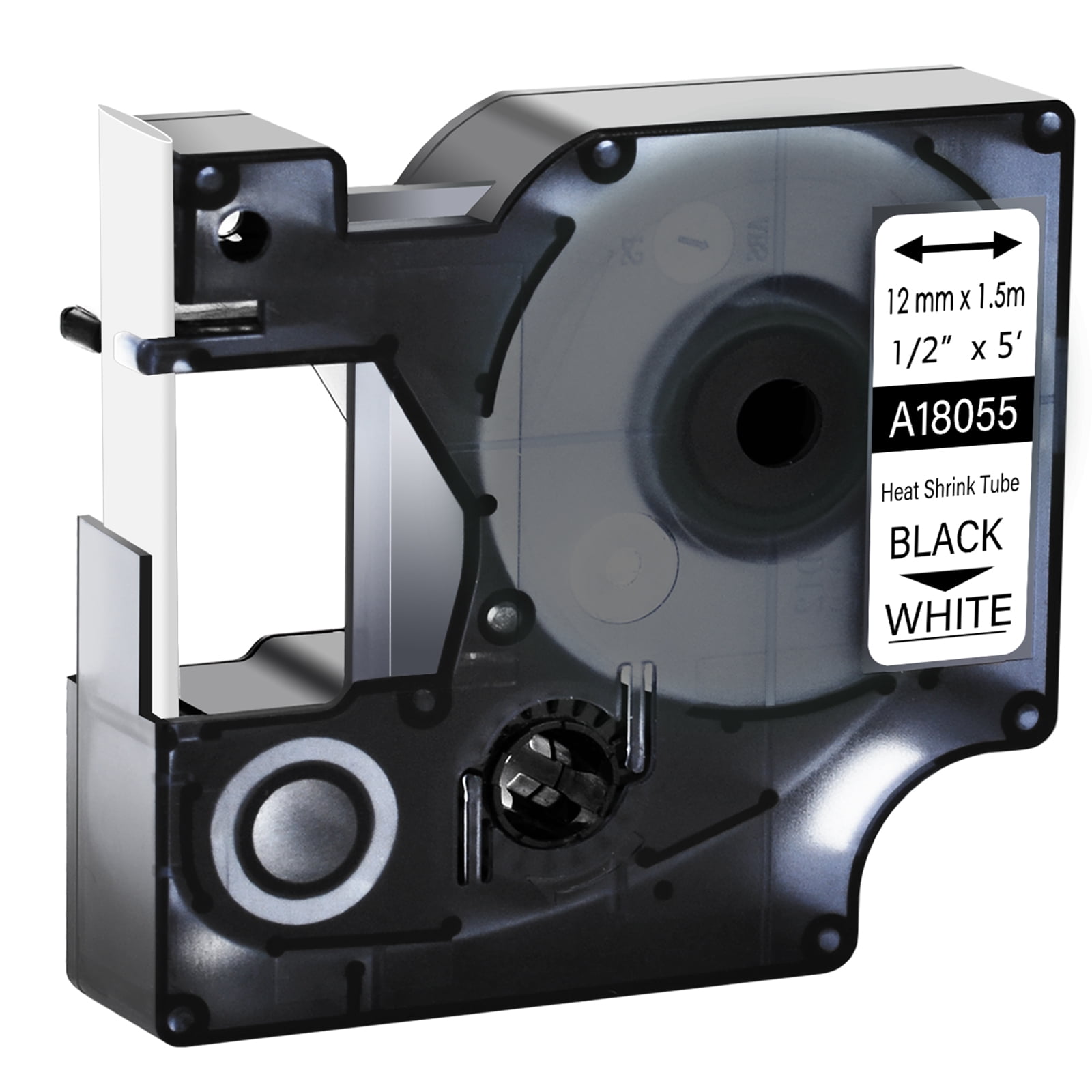 GREENCYCLE 20PK Industrial Rhino Heat Shrink Tubes Compatible for DYMO 18055 12mm 1/2" Black on ...