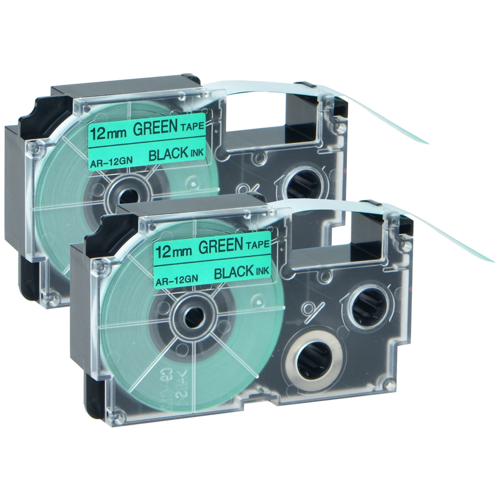 GREENCYCLE 2PK Black on Green Label Tape Compatible for Casio XR12GN XR ...
