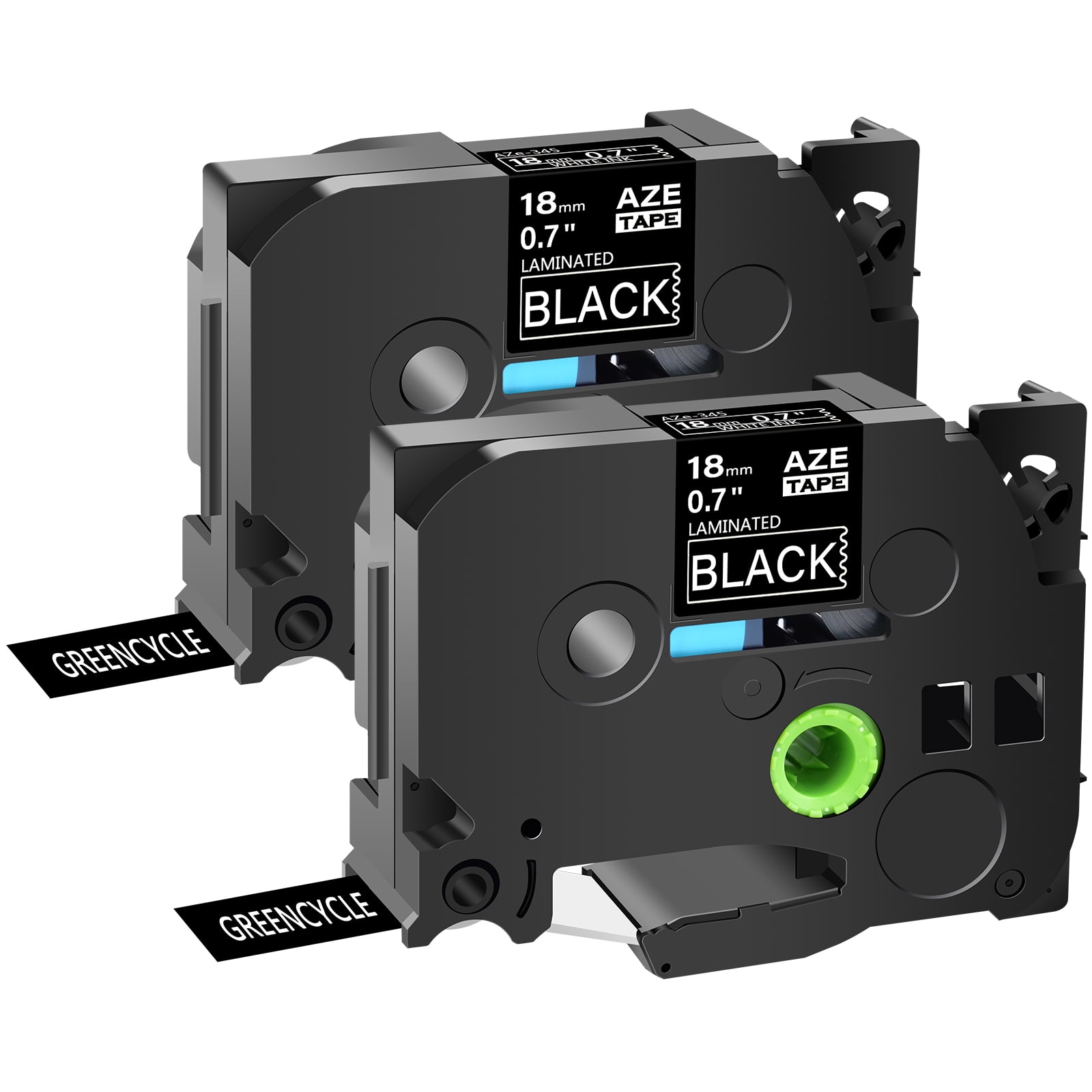 GREENCYCLE 2PK Compatible for Brother P-touch White on Black 18mm 8m TZ ...