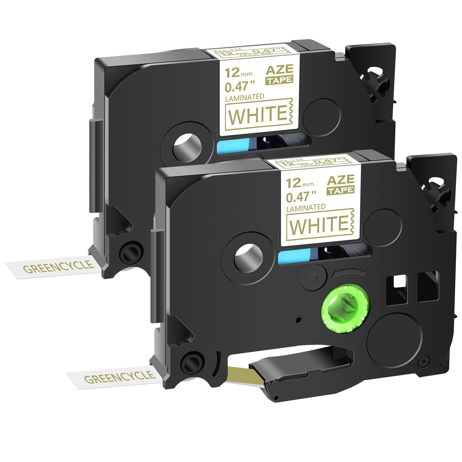 GREENCYCLE 2PK Compatible for Brother P-touch Gold on White 12mm 8m TZ ...
