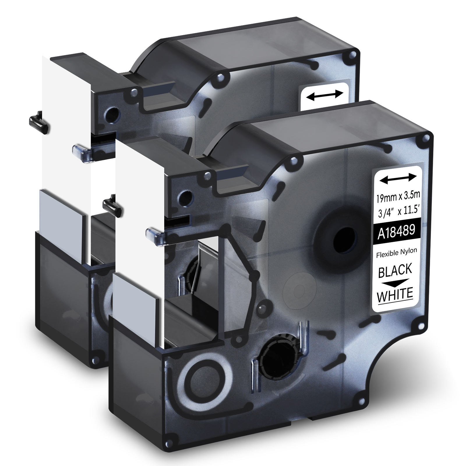 GREENCYCLE 2PK Compatible for DYMO 18489 19mm 3/4" Black on White ...