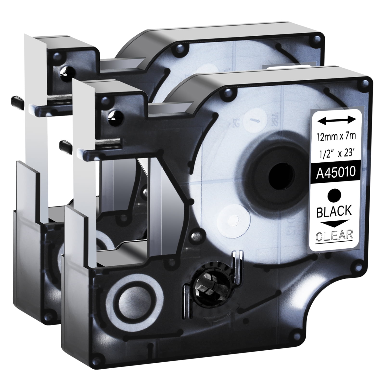 GREENCYCLE 2PK Compatible for DYMO D1 Label Tape 45010 12mm 7m Black on ...