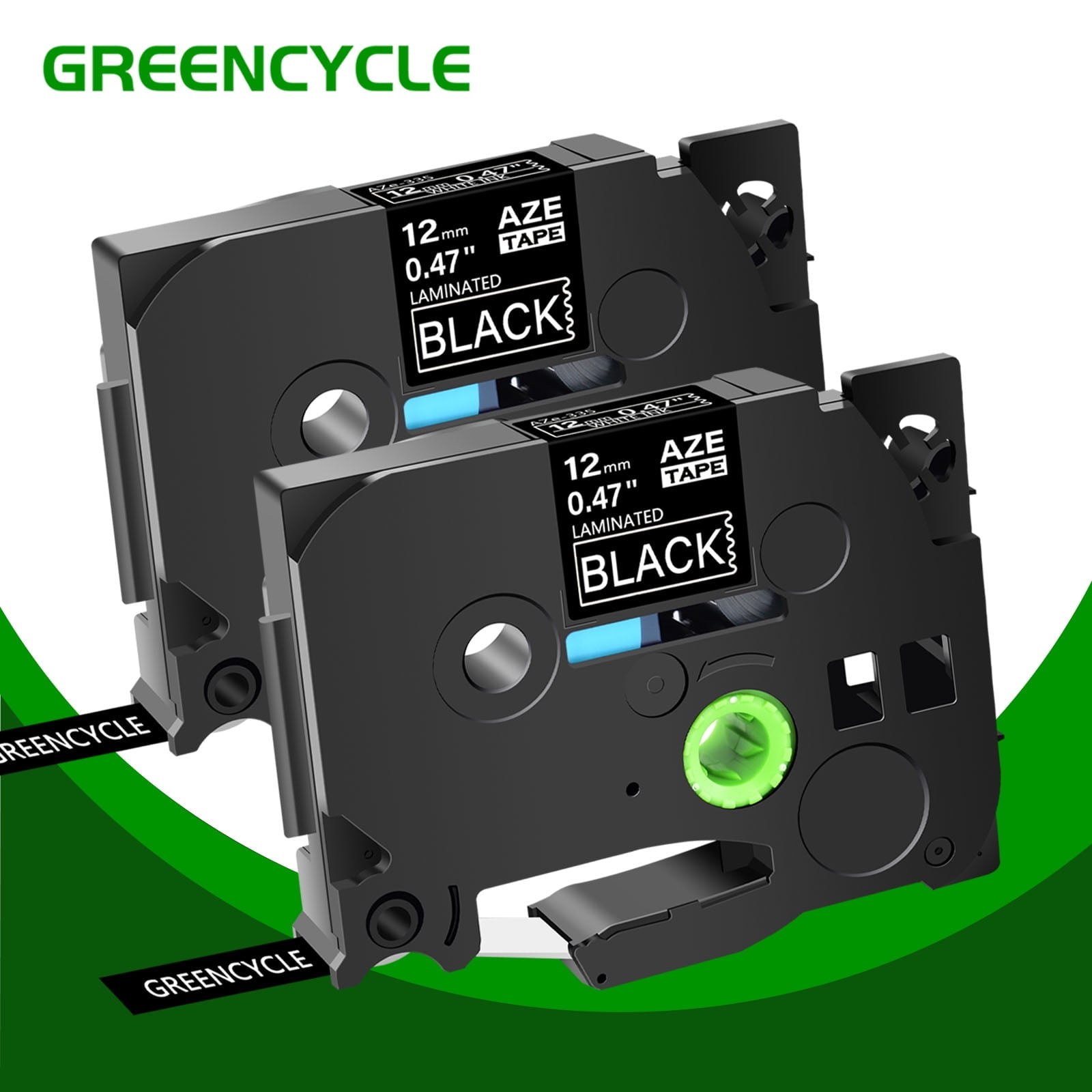 GREENCYCLE 2PK TZ-335 Compatible for Brother P-touch White on Black ...