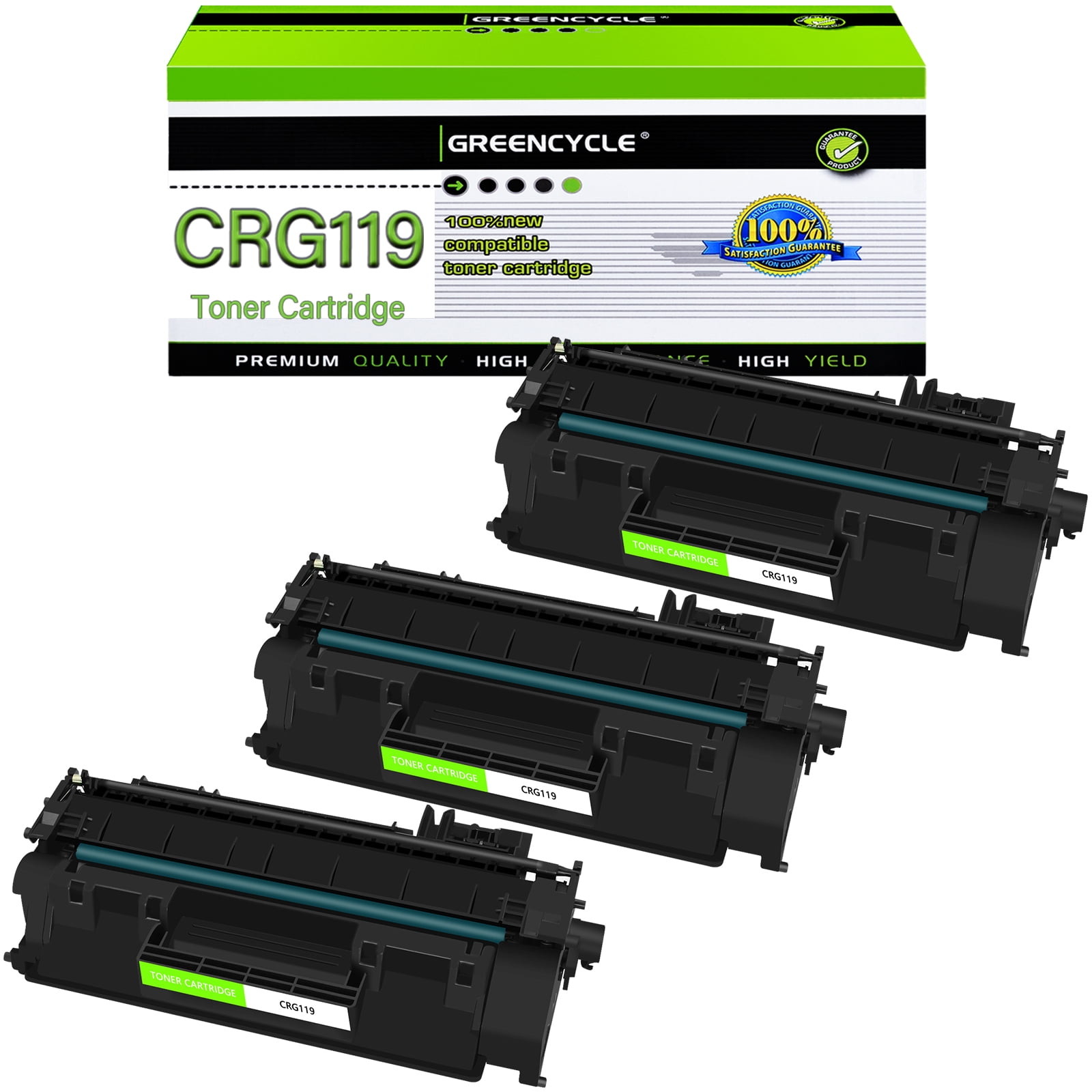 GREENCYCLE 3 Pack Compatible Canon 119 CRG119 Black Toner Cartridge ...