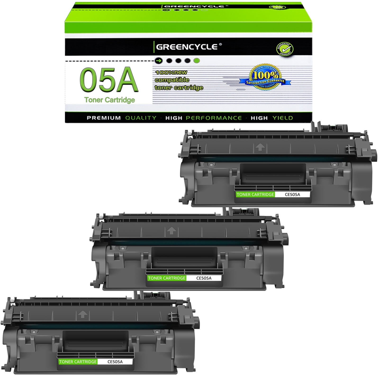GREENCYCLE 3 Pack Compatible HP 05A CE505A Black Toner Cartridge ...