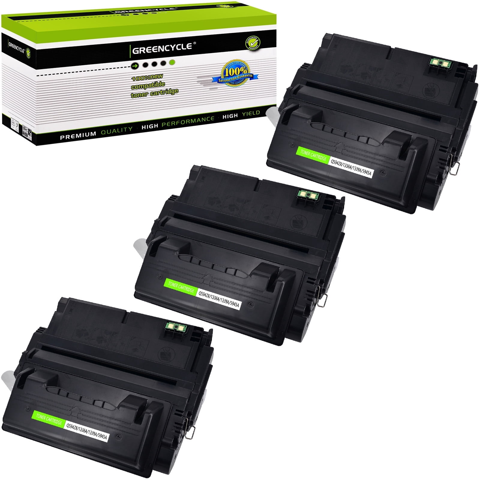 GREENCYCLE 3 Pack Compatible for HP 38A Q1338A Black Toner Cartridge ...