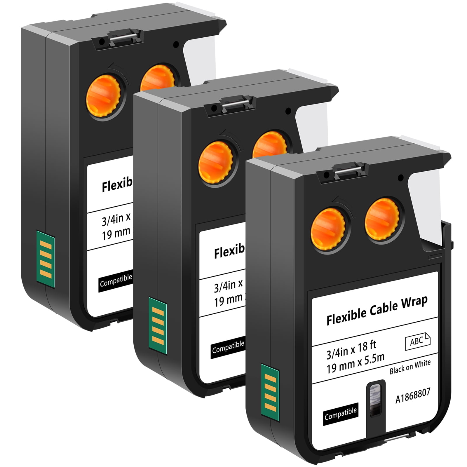 GREENCYCLE 3 Pack Compatible for DYMO XTL 1868807 3/4''x 18ft Black on ...