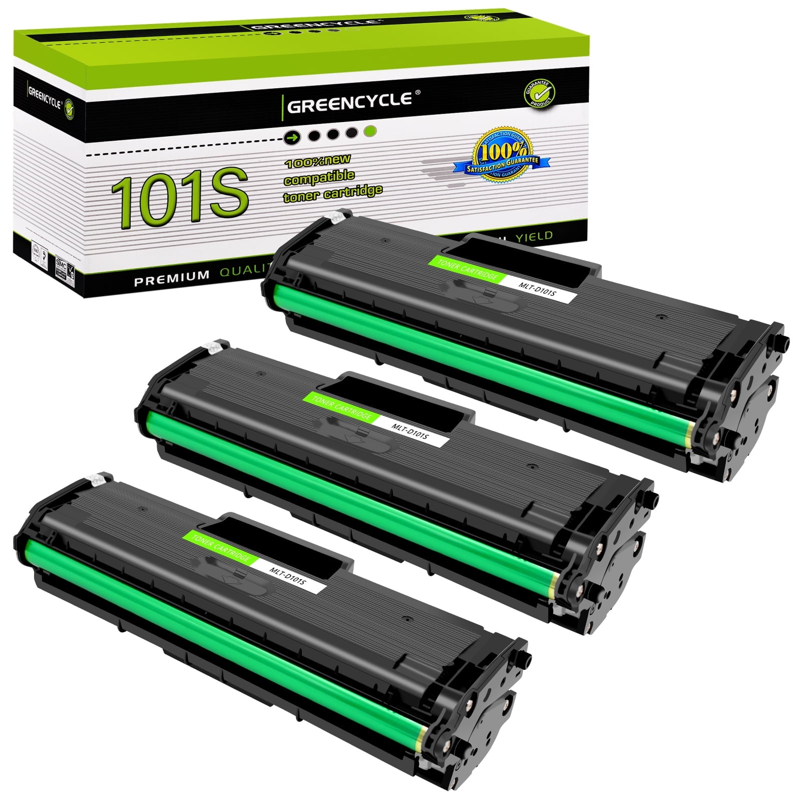 GREENCYCLE 3 Pack Compatible for Samsung MLT-D101S 101S Black Toner ...