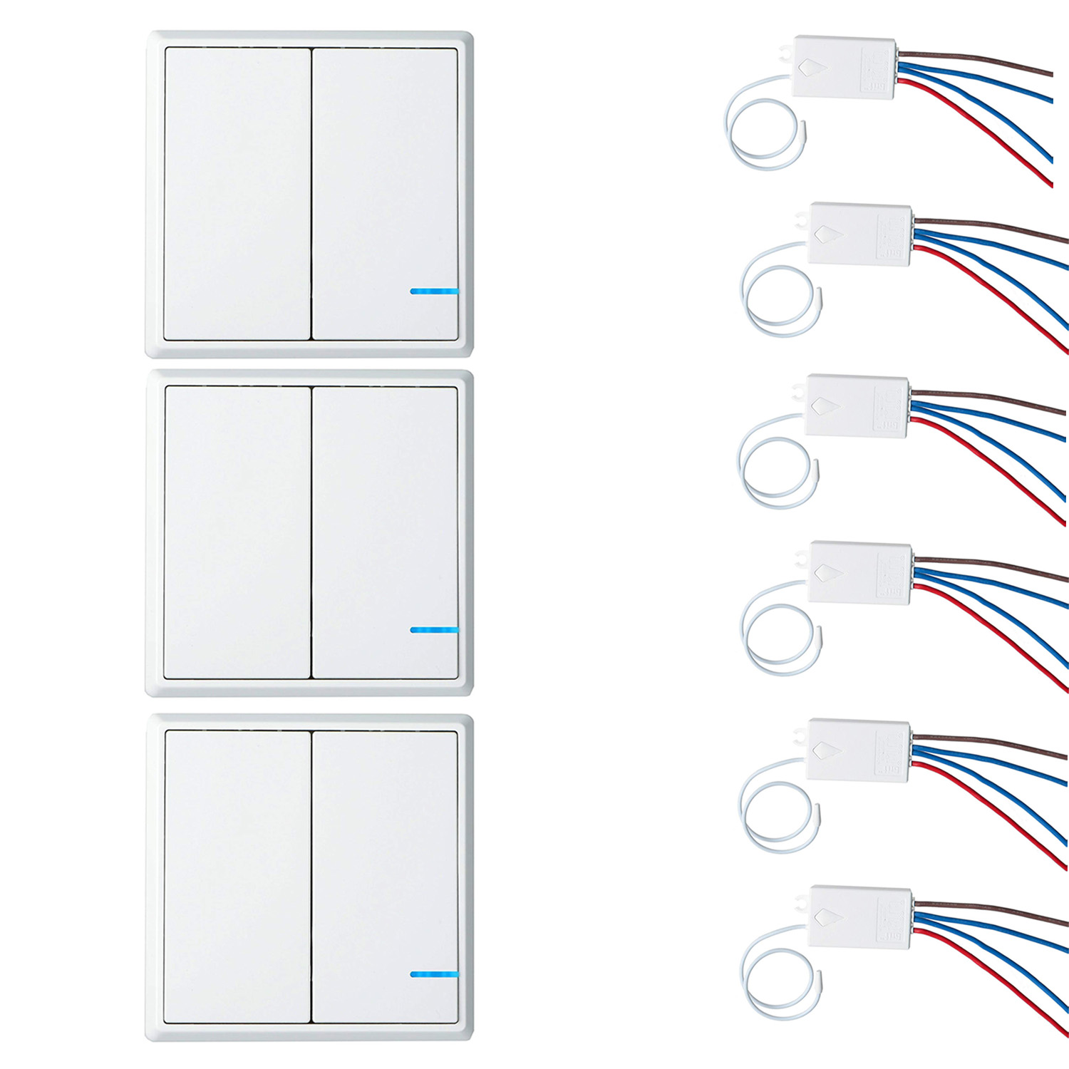 GREENCYCLE 3 Set 2-Gang Wireless Light Switch 110V Receiver Transmitter ...