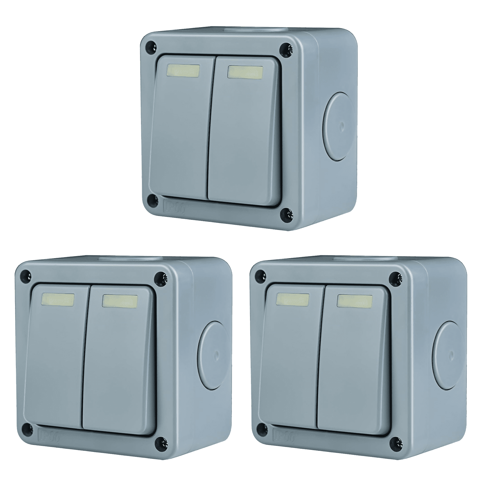 GREENCYCLE 3PC 10A 125VAC 2-Gang 2-Way Dual Switch Storm Weatherproof ...