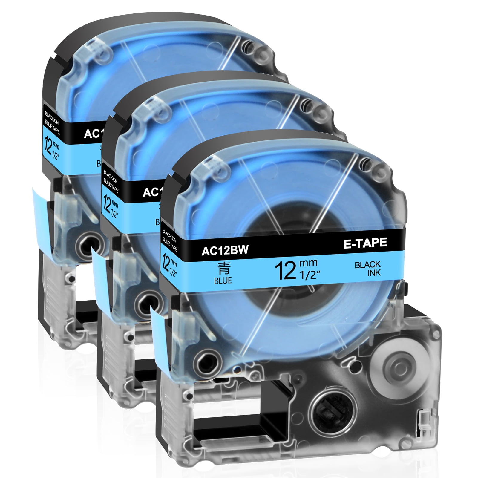 GREENCYCLE 3PK Black on Blue Label Tape Compatible for EPSON LK-4LBP LC ...