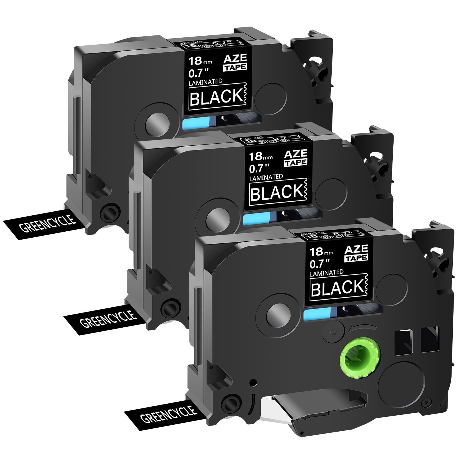 GREENCYCLE 3PK Compatible for Brother P-touch White on Black 18mm 8m TZ ...