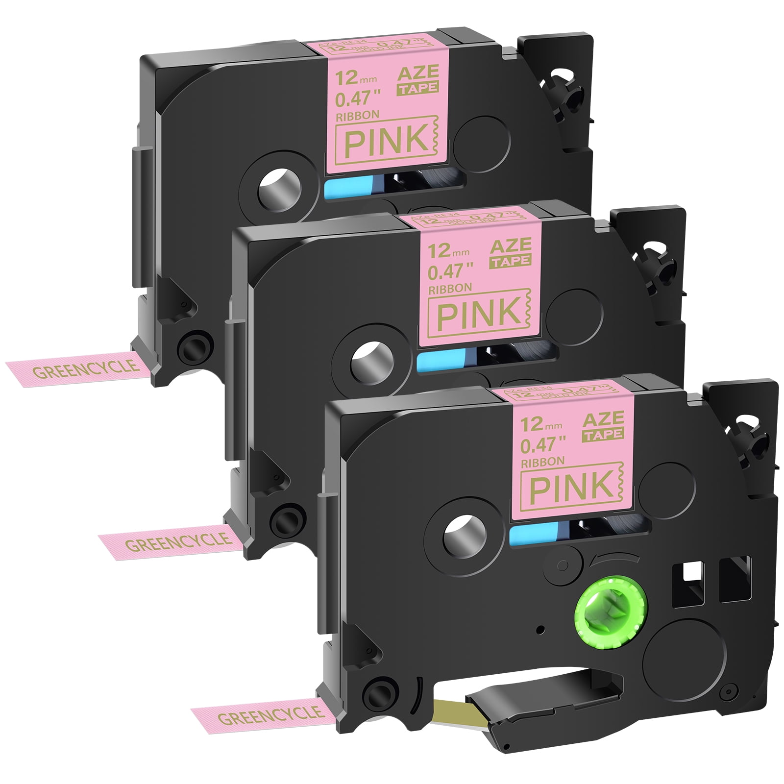GREENCYCLE 3PK Compatible for Brother P-touch TZe-RE34 TZ-RE34 Gold on ...