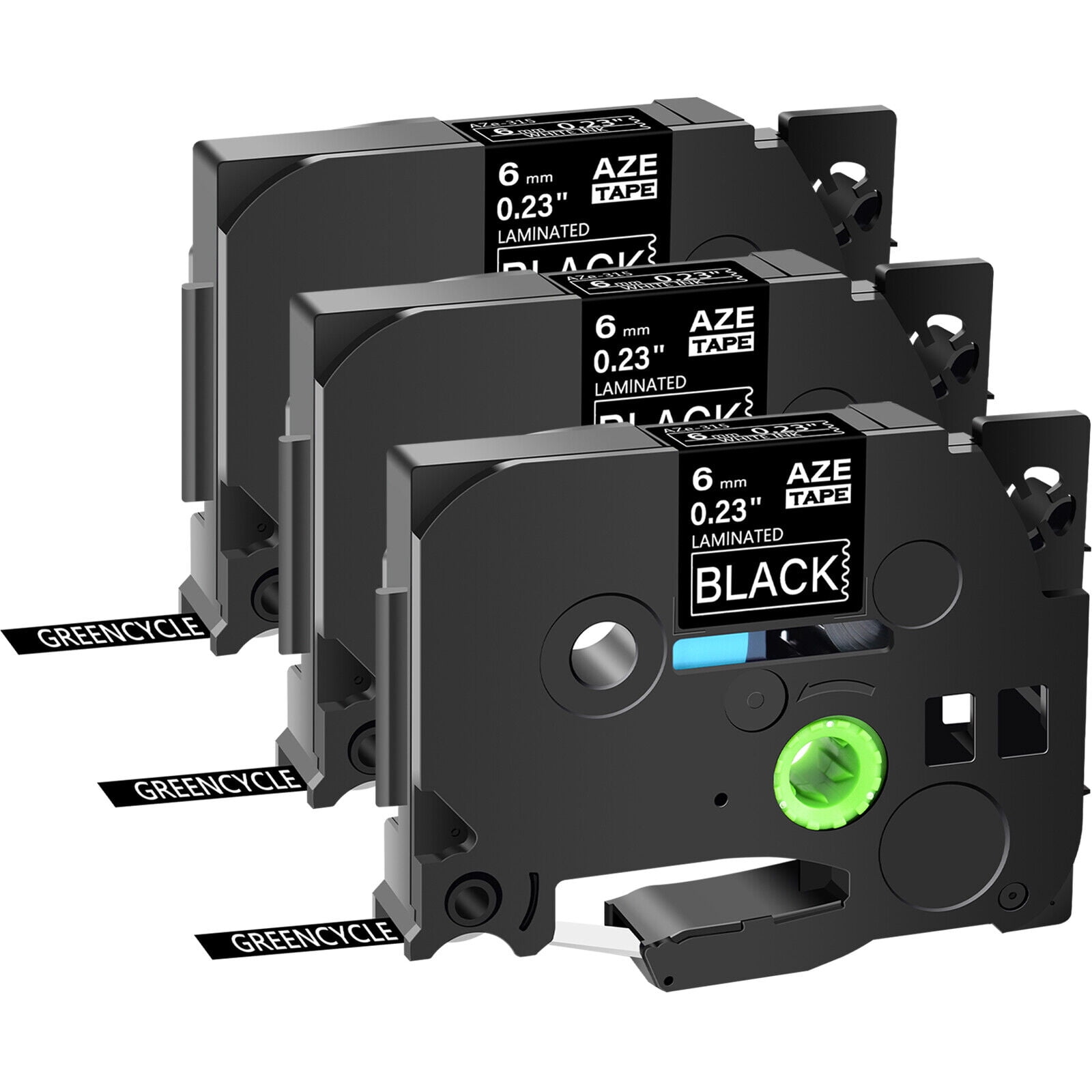 GREENCYCLE 3PK Compatible for Brother P-touch White on Black 6mm 8m TZ ...
