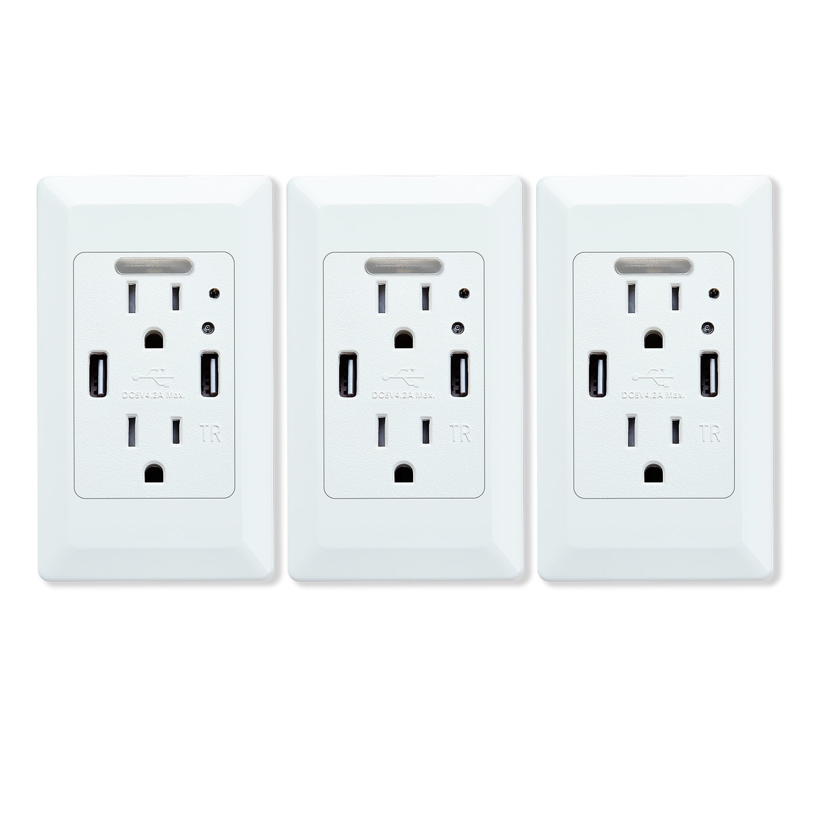 GREENCYCLE 3PK White Dual USB 4.2A Port Electric Wall Charger Power ...