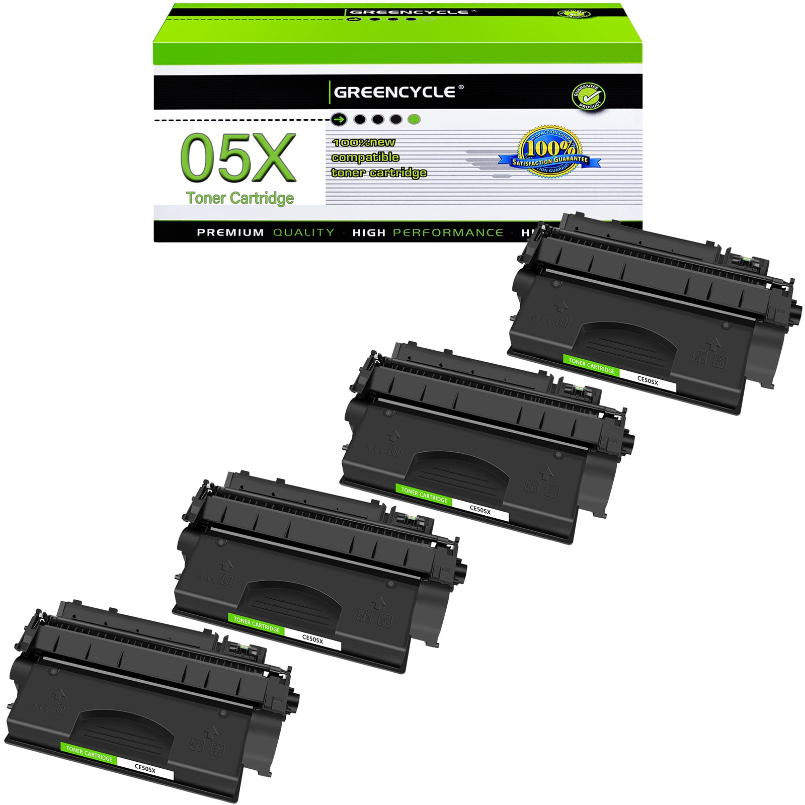GREENCYCLE 4 Pack Compatible CE505X Black Toner Cartridge Replacement ...