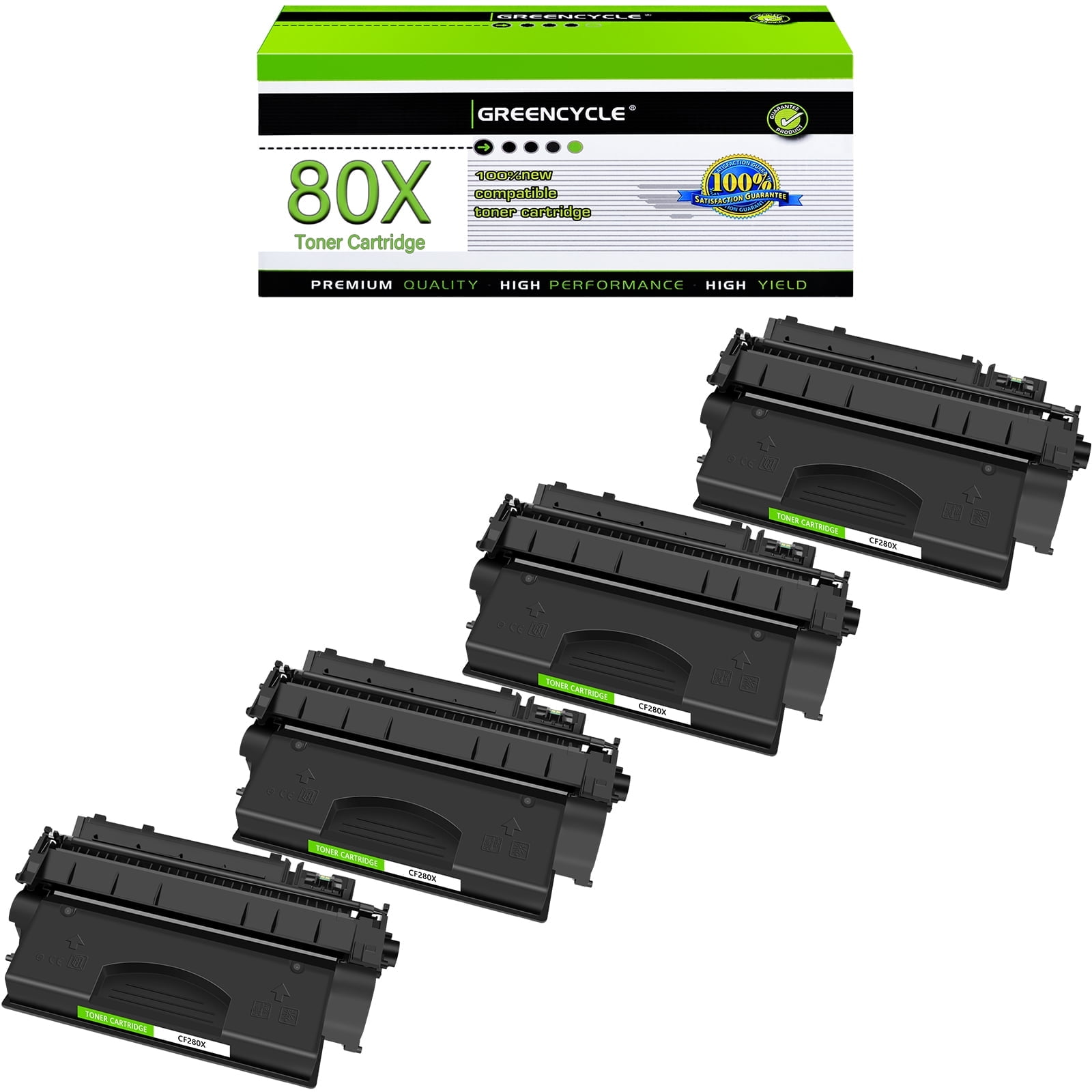 GREENCYCLE 4 Pack Compatible CF280X Black Toner Cartridge Replacement ...