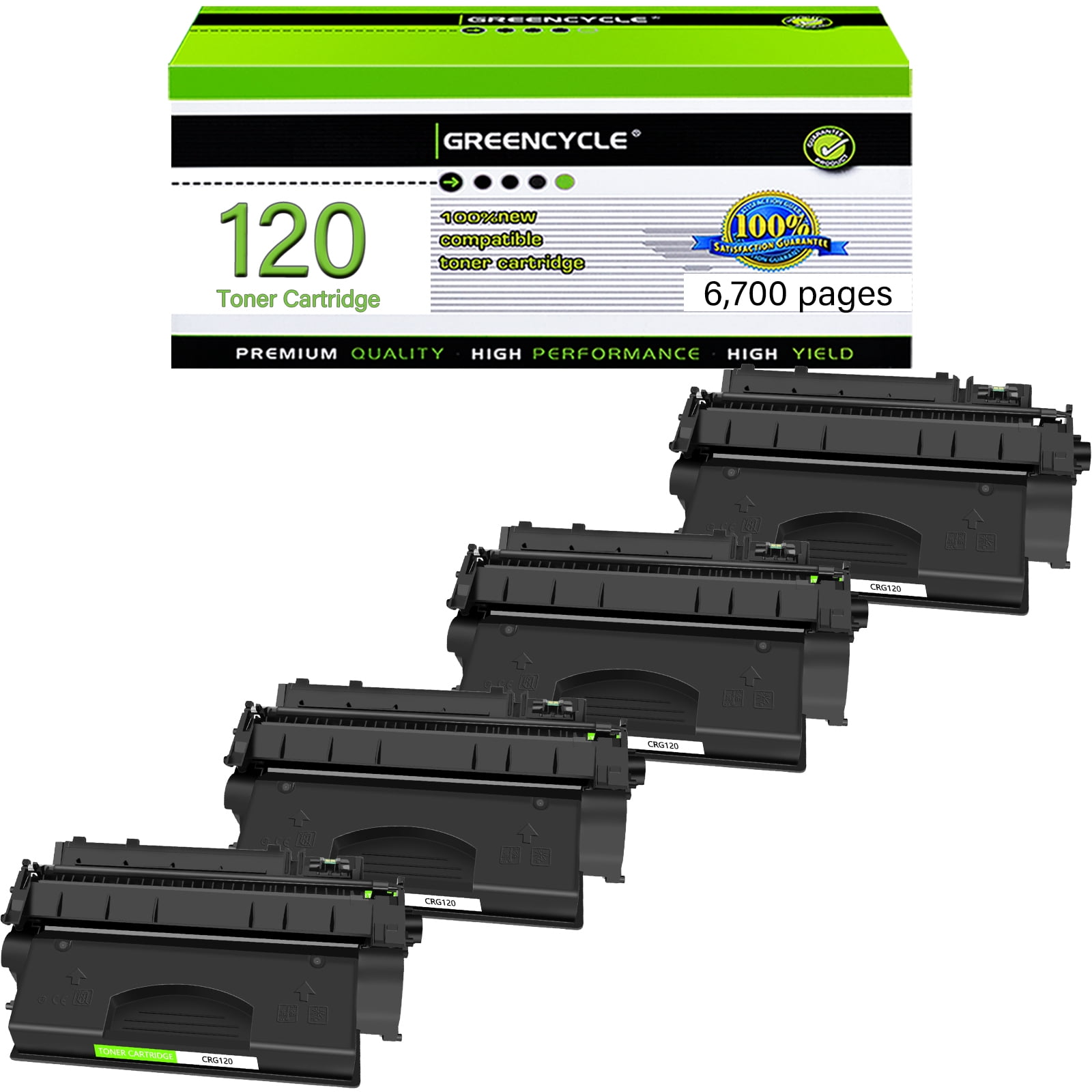 GREENCYCLE 4 Pack Compatible CRG120 Black Toner Cartridge Replacement ...
