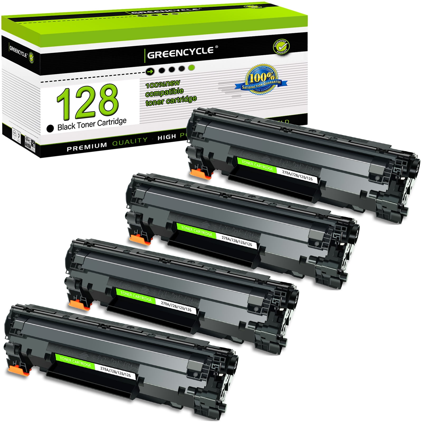 GREENCYCLE 4 Pack Compatible CRG128 Black Toner Cartridge Replacement ...