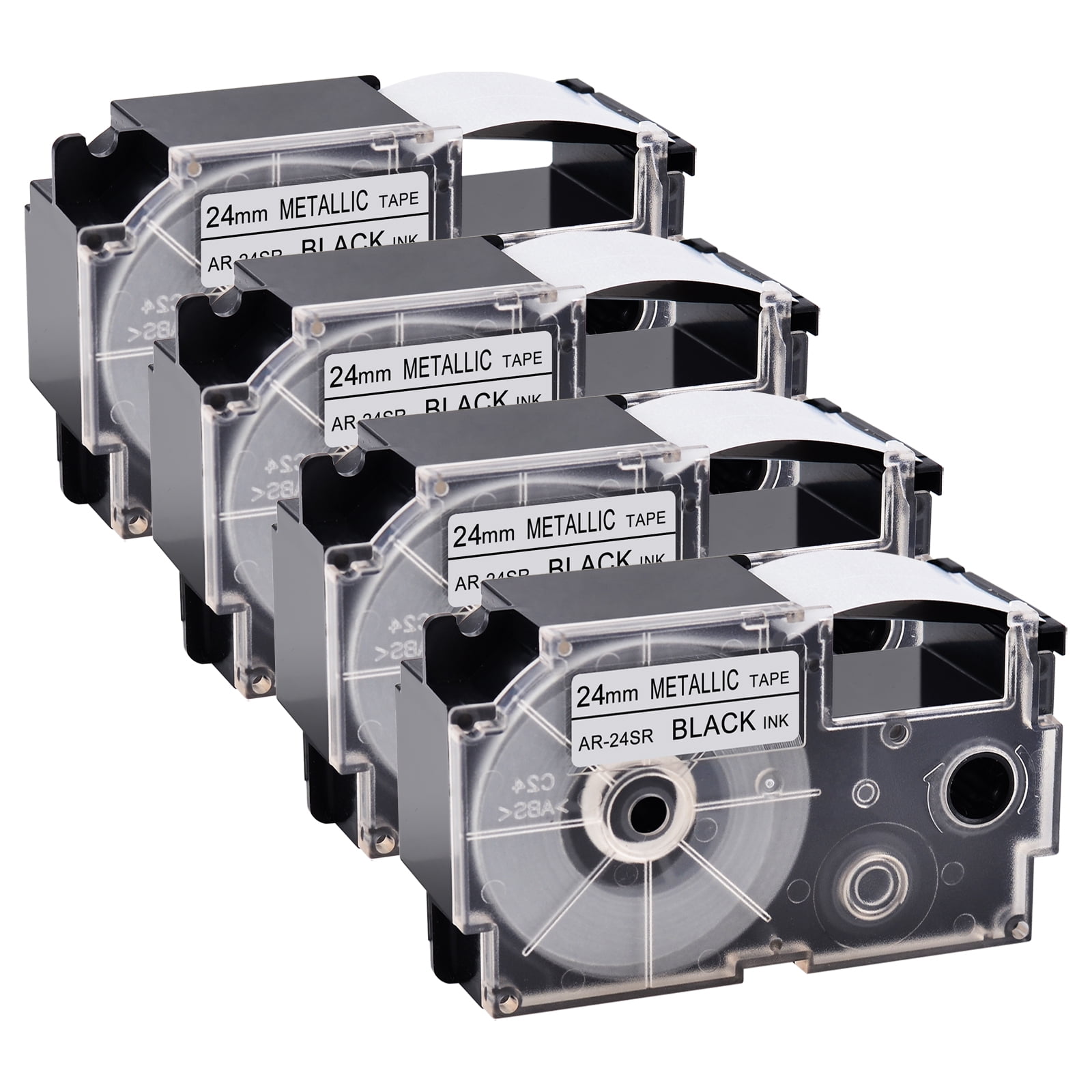 GREENCYCLE 4 Pack Compatible for Casio XR-24SR XR24SR Black on Metallic ...