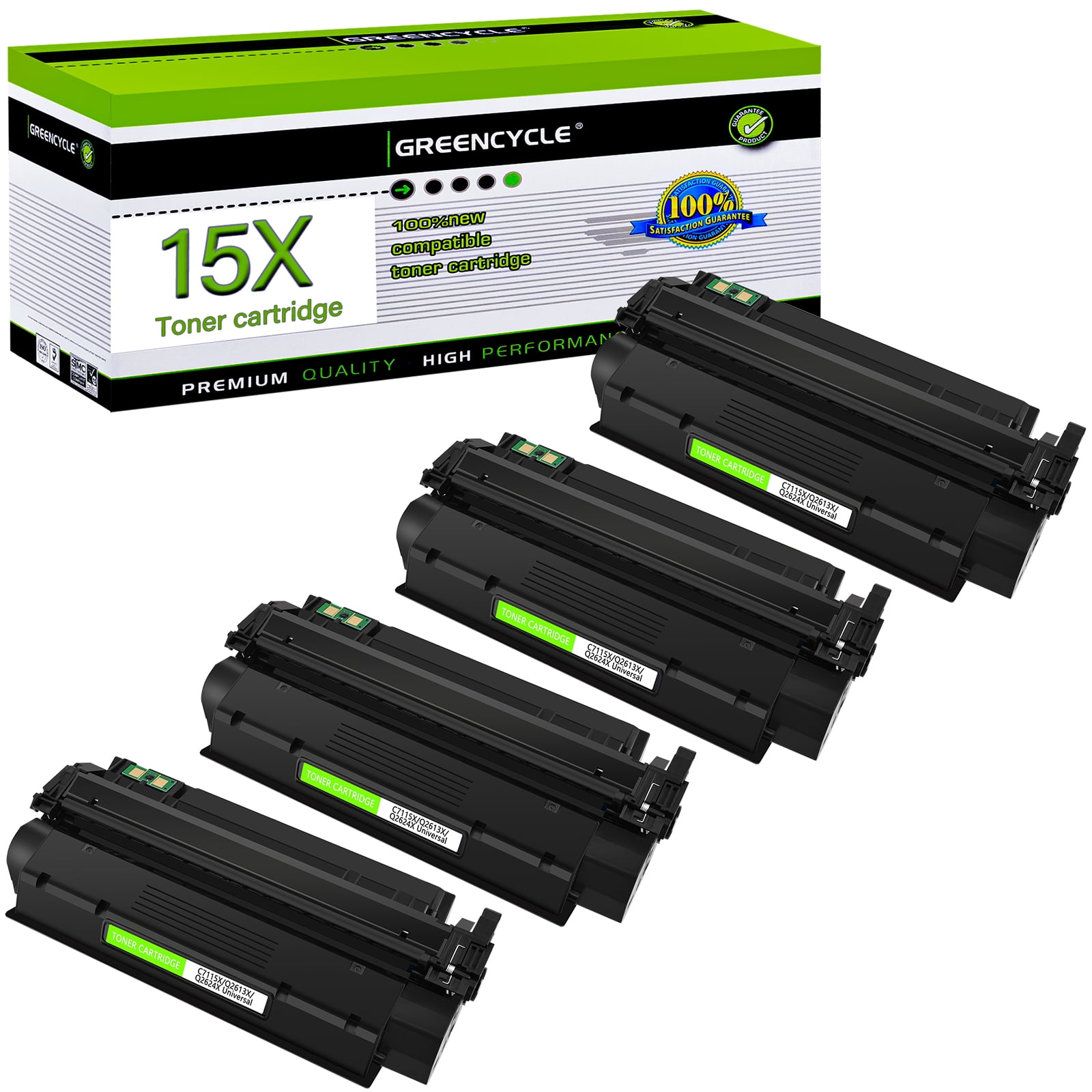 GREENCYCLE 4 Pack Compatible for HP 15X C7115X 15A C7115A 13X Q2613X ...