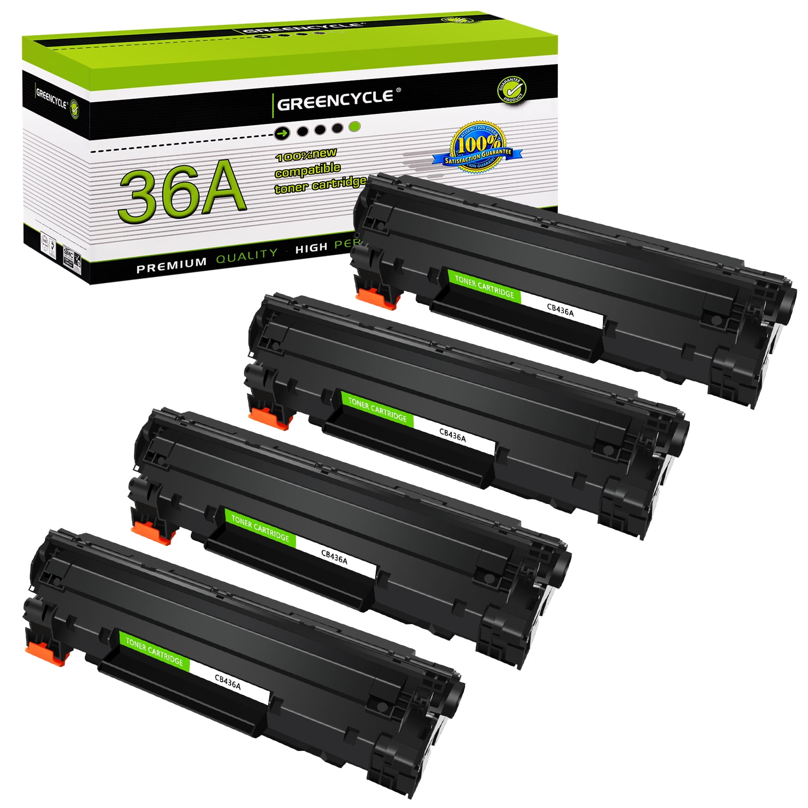 GREENCYCLE 4 Pack Compatible for HP 36A CB436A Black Toner Cartridge ...