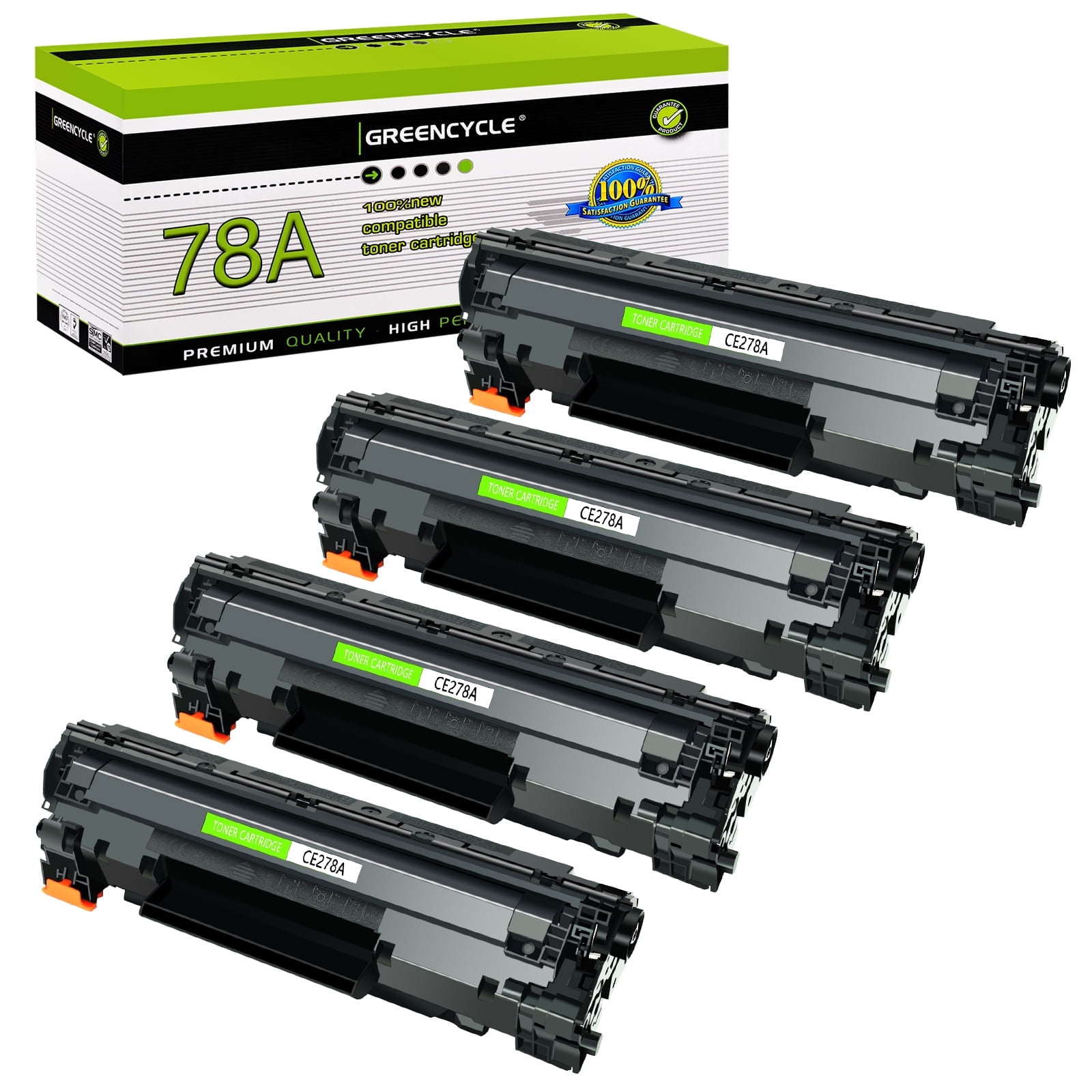 GREENCYCLE 4-Pack Compatible Toner for HP 78A CE278A, Black, LaserJet ...