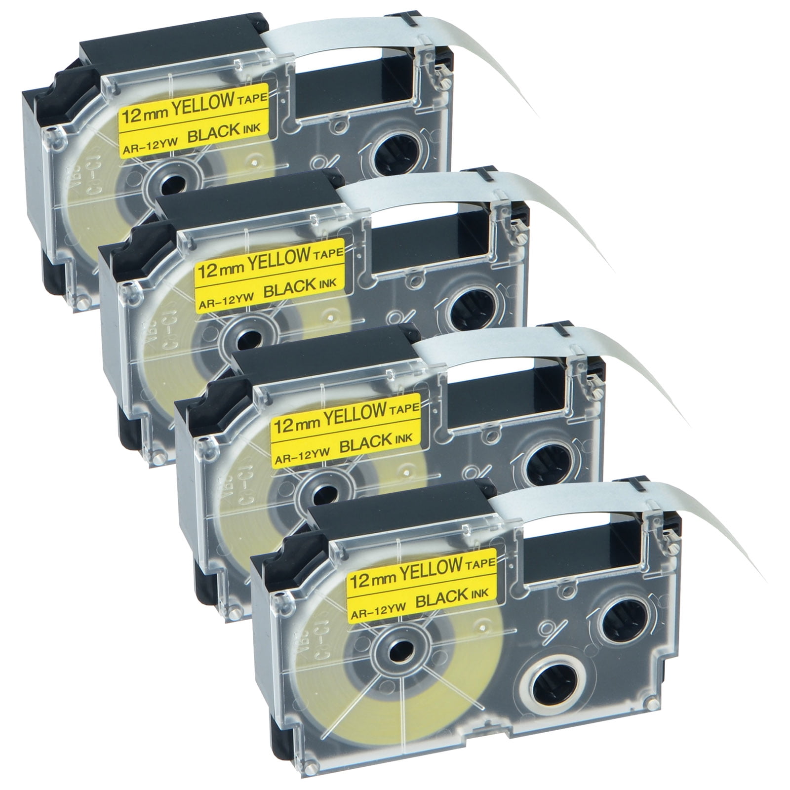 GREENCYCLE 4PK Black on Yellow Label Tape Compatible for Casio XR12YW ...