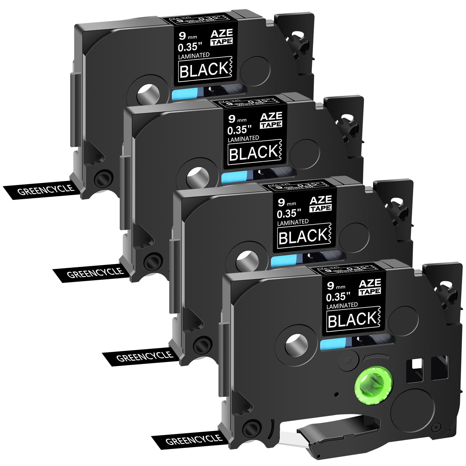 GREENCYCLE 4PK Compatible for Brother P-touch White on Black 9mm 8m TZ ...