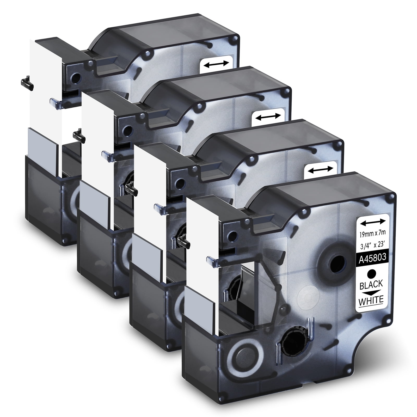 GREENCYCLE 4PK Compatible for DYMO D1 Label Tape 45803 S0720830 19mm 7m Black on White for ...