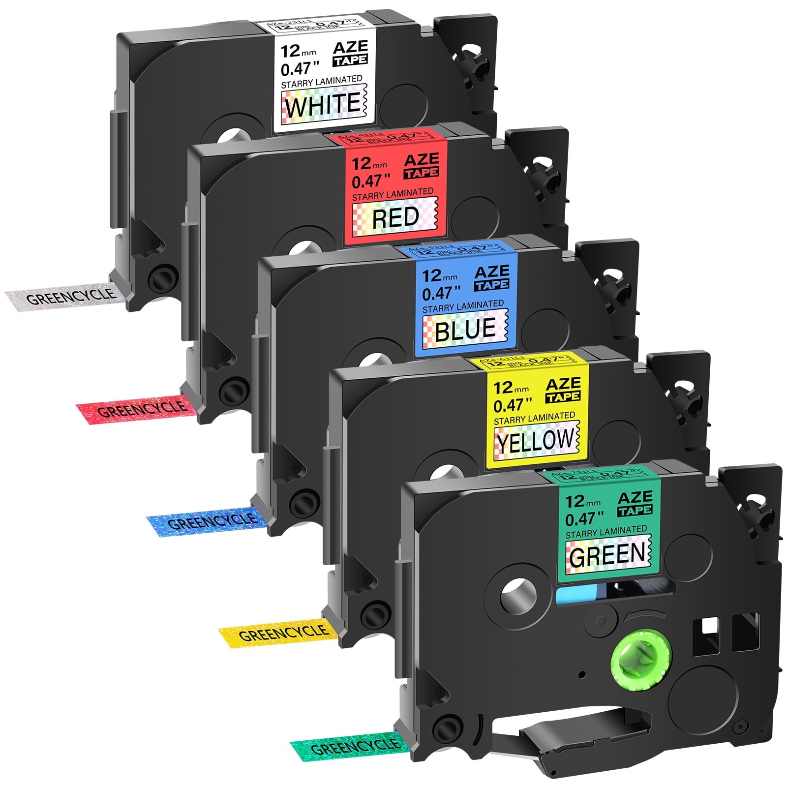 GREENCYCLE 5 Pack 0.47'' 12mm 8m Starry Glitter Rainbow Bling Laser ...