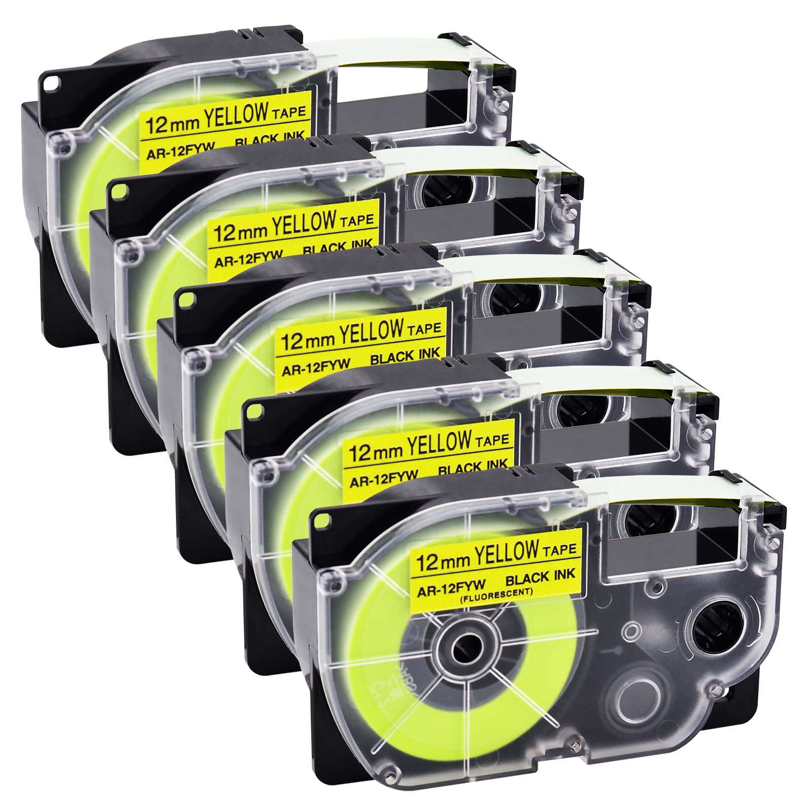 GREENCYCLE 5 Pack Compatible for Casio XR-12FYW XR12FYW Black on ...