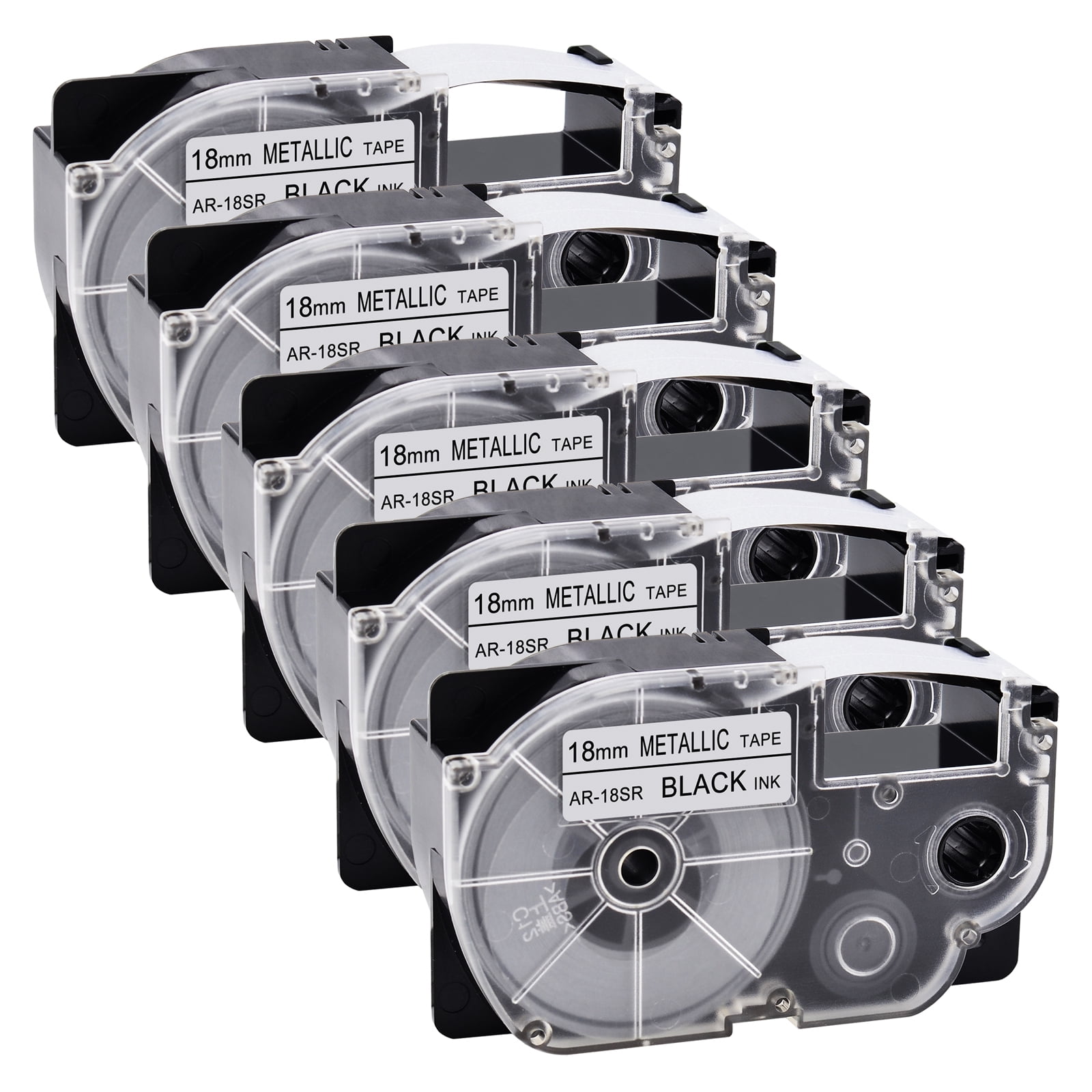 GREENCYCLE 5 Pack Compatible for Casio XR-18SR XR18SR Black on Metallic ...