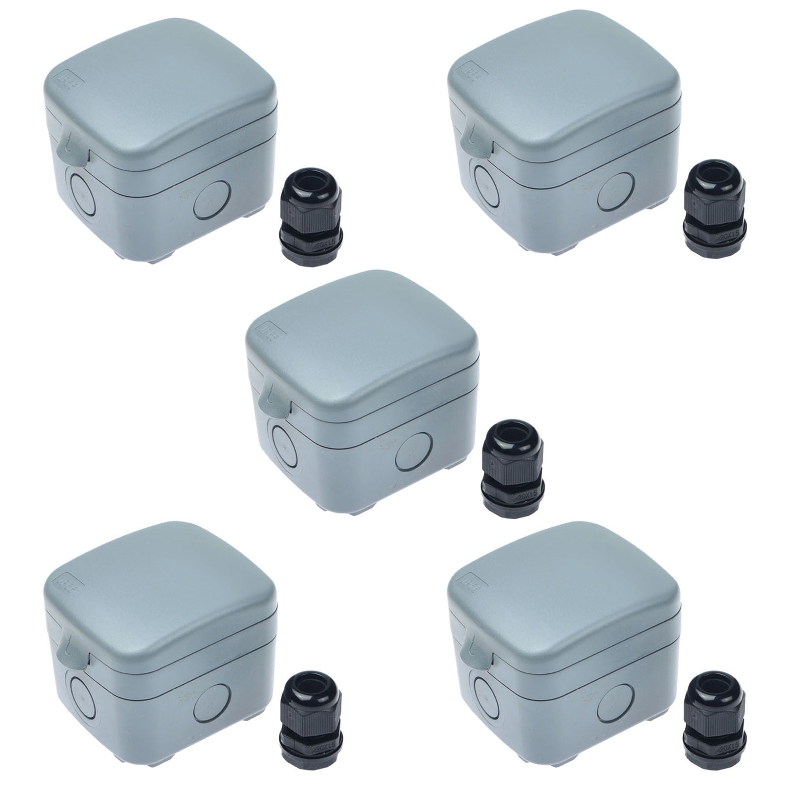 GREENCYCLE 5PC Weatherproof 125VAC 15A 1 Gang Switch Fused Protection ...