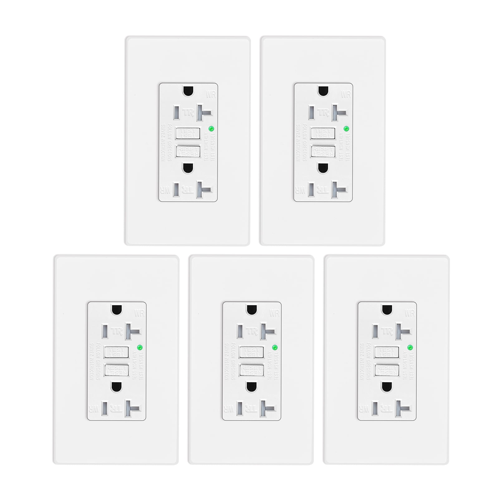 GREENCYCLE 5PK 20A / 125V Self-Testing Tamper Resistant Weather ...