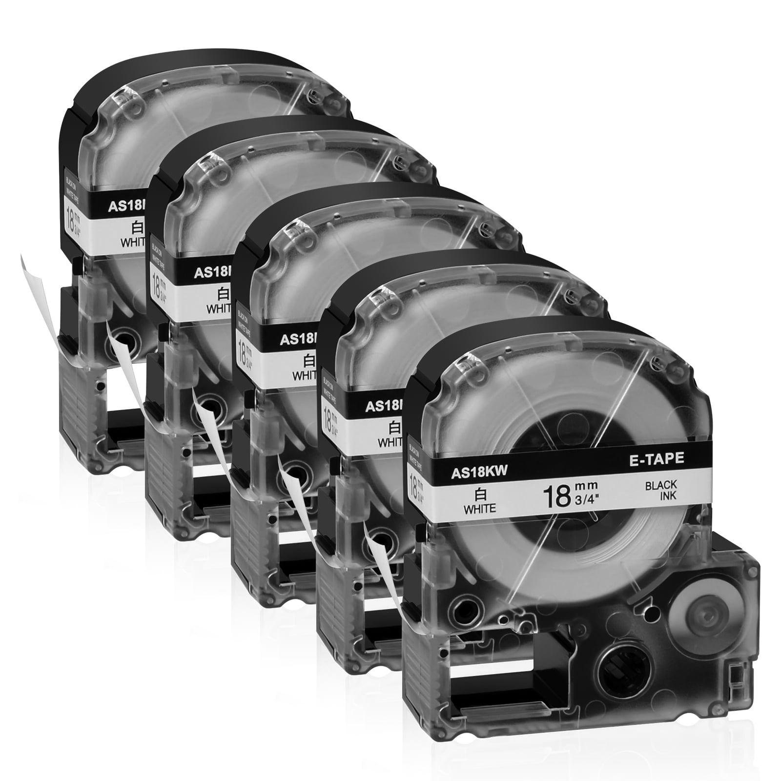 GREENCYCLE 5PK Black on White Label Tape Compatible for EPSON LK-5WBN ...
