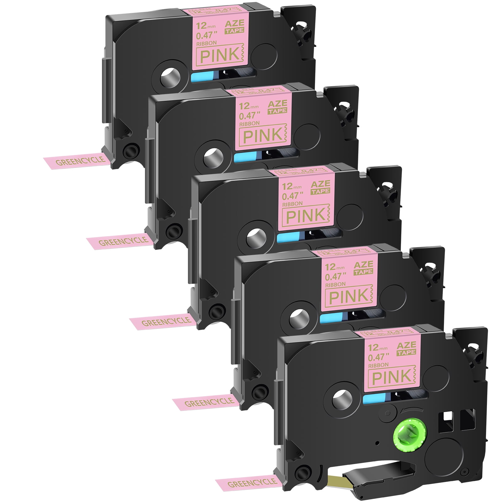 GREENCYCLE 5PK Compatible for Brother P-touch TZe-RE34 TZ-RE34 Gold on ...
