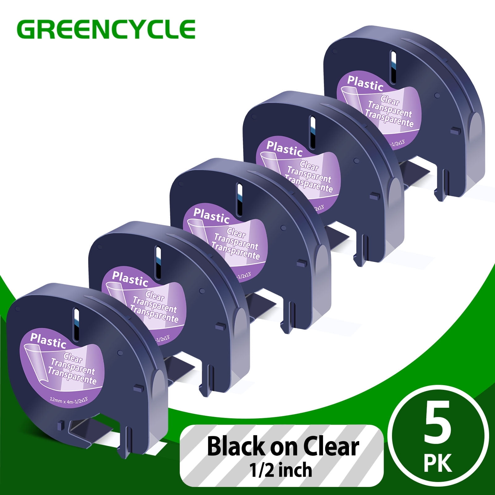 GREENCYCLE 5PK Compatible for Dymo LetraTag Refills 16952 1/2'' 12mm ...