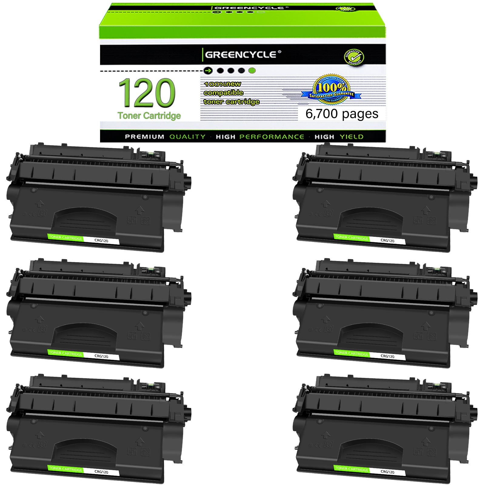 GREENCYCLE 6 Pack Compatible CRG120 Black Toner Cartridge Replacement ...