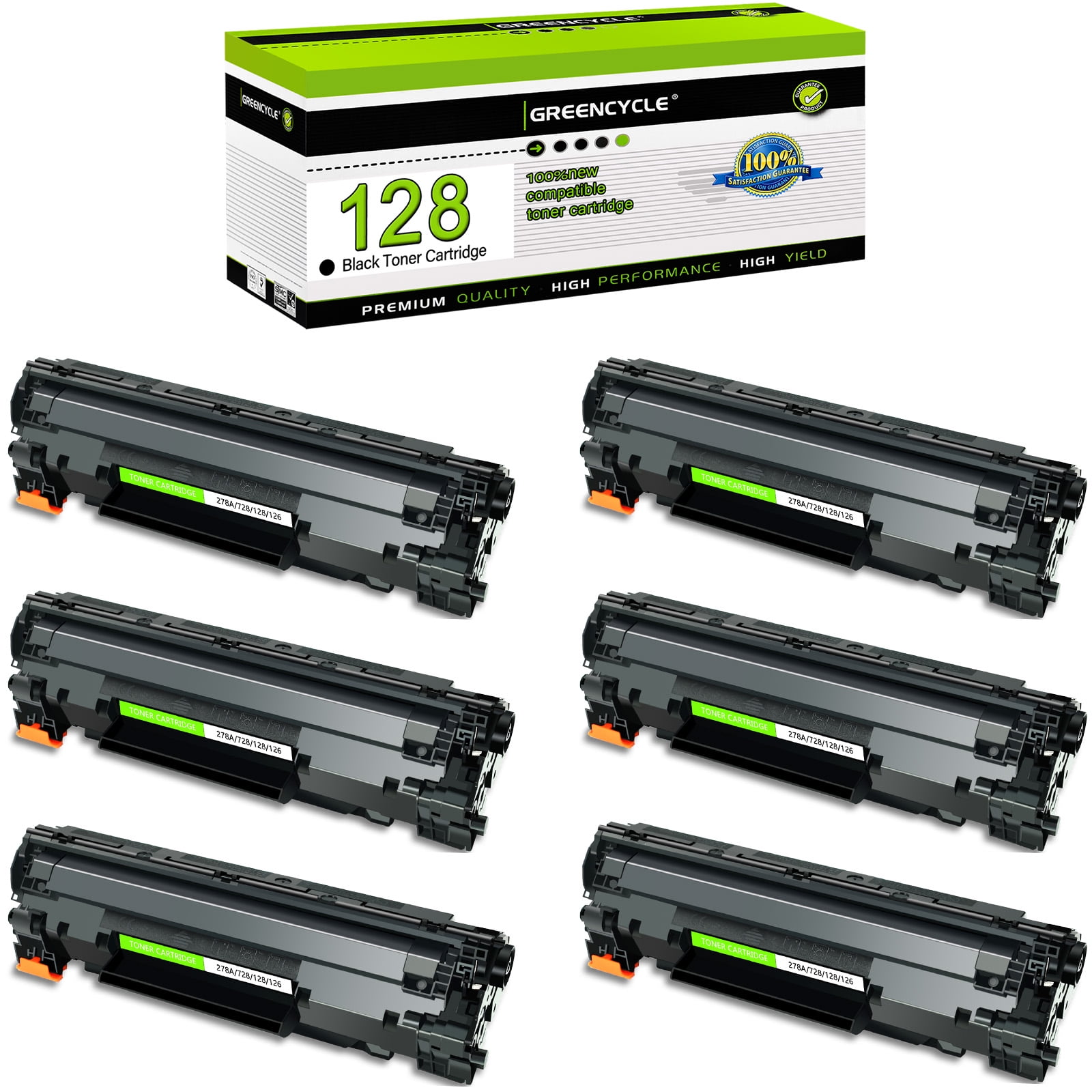 GREENCYCLE 6 Pack Compatible CRG128 Black Toner Cartridge Replacement ...