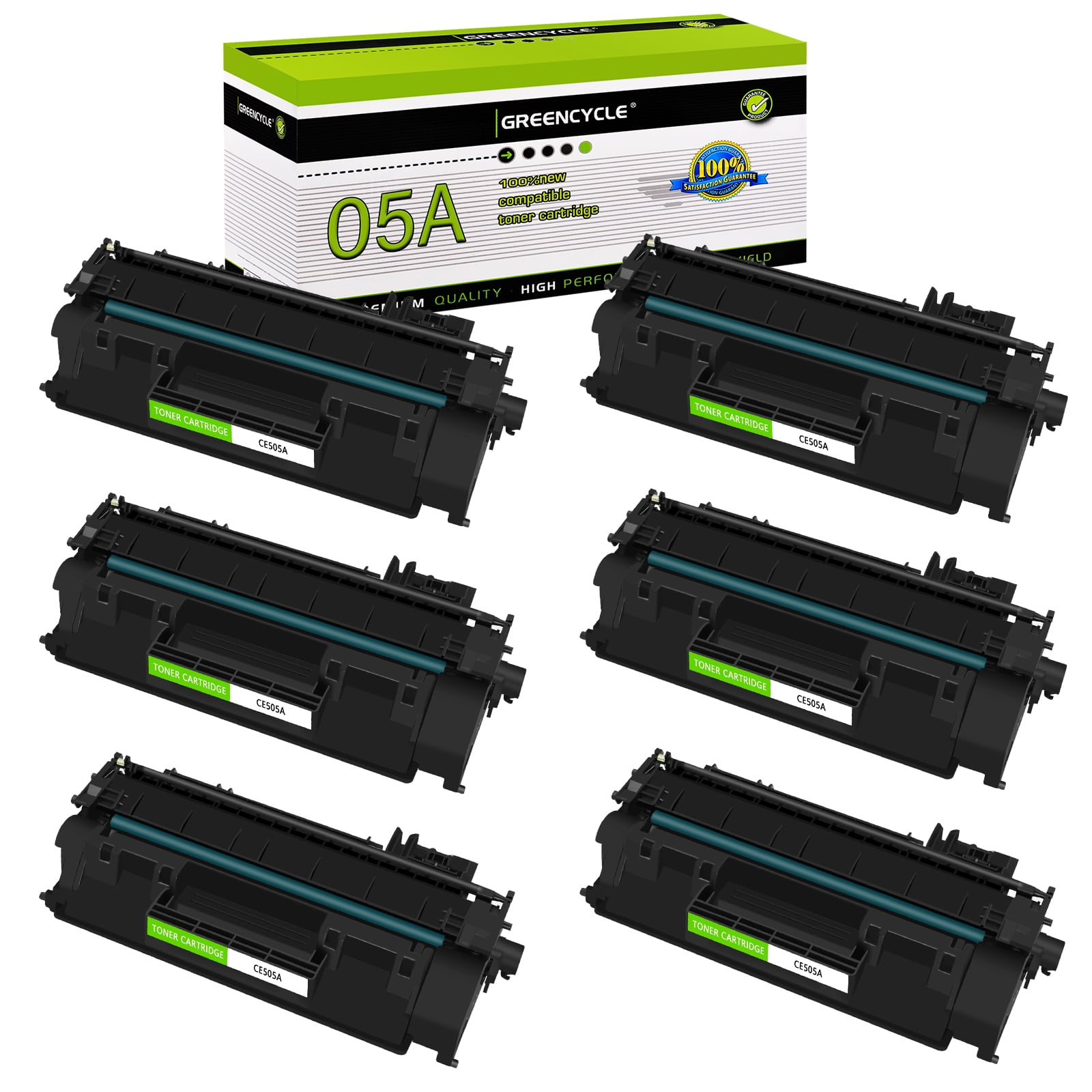 GREENCYCLE 6 Pack Compatible HP 05A CE505A Black Toner Cartridge ...