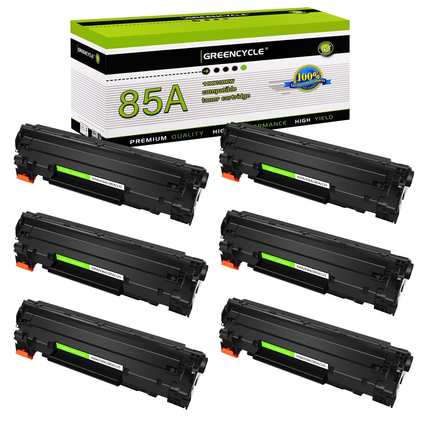GREENCYCLE 6 Pack Compatible HP 85A CE285A Black Toner Cartridge ...