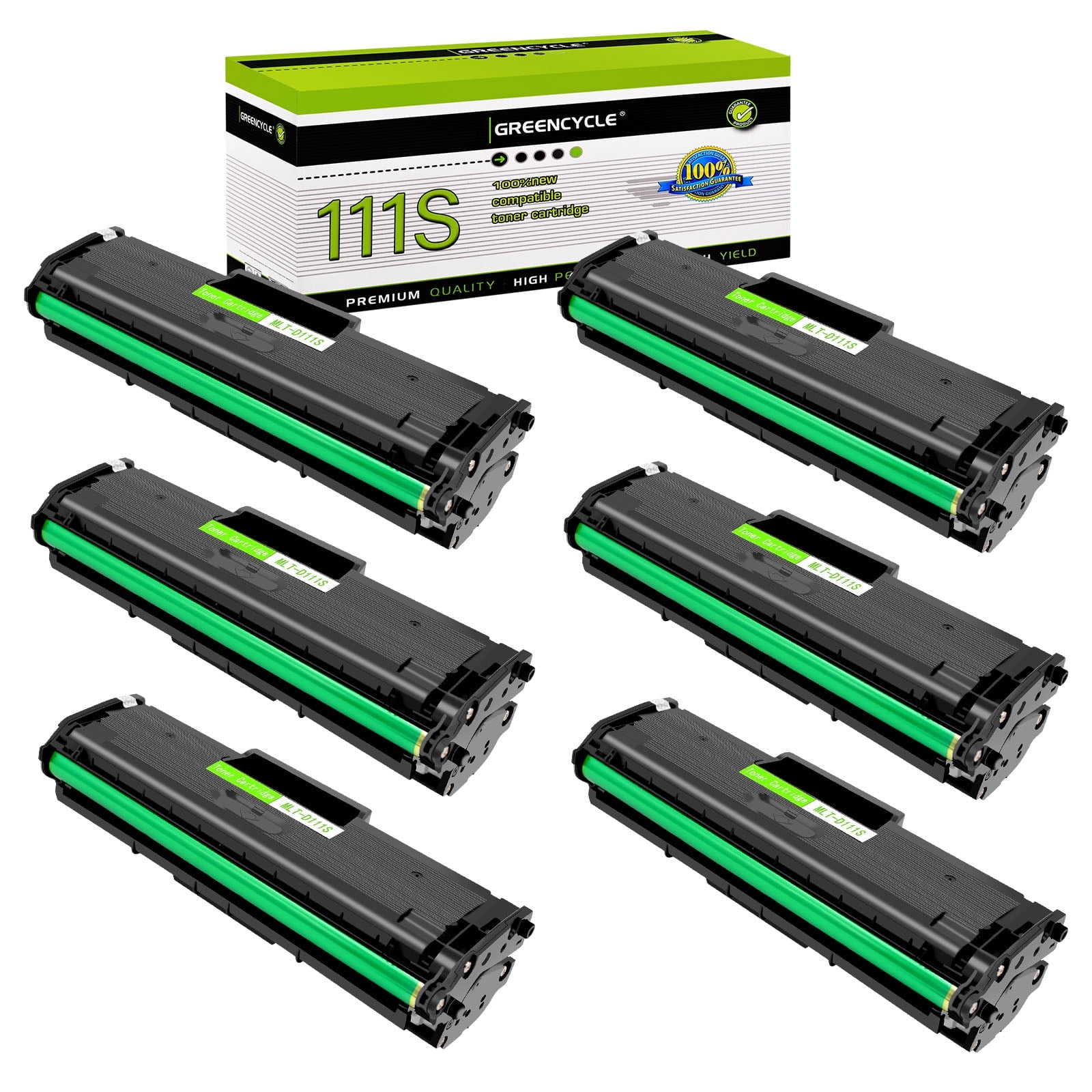 GREENCYCLE 6 Pack Compatible for Samsung MLT-D111S 111S Black Toner Cartridge Replacement with ...