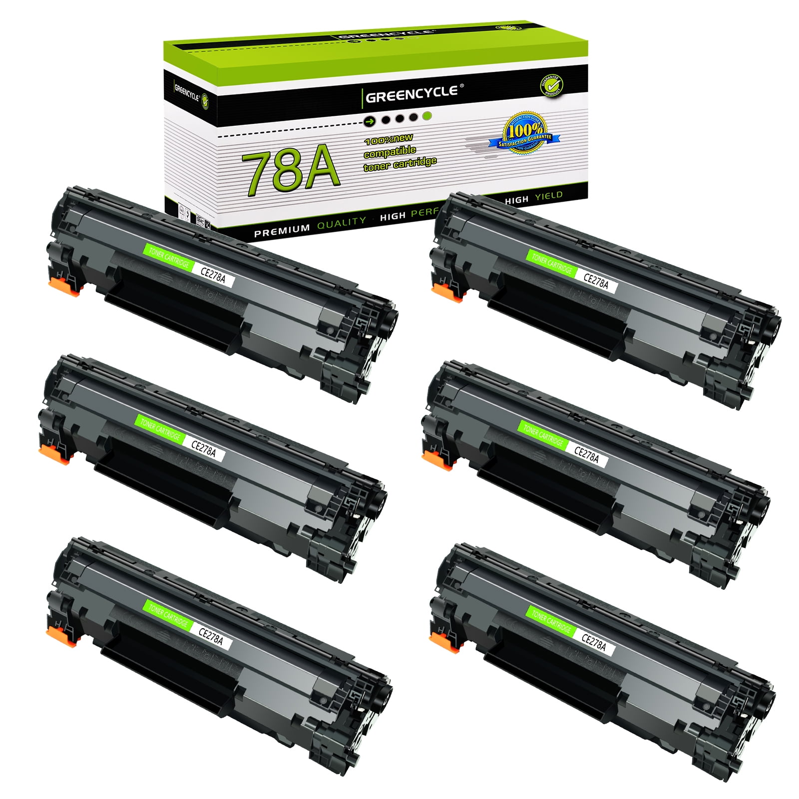 GREENCYCLE 6 Pack Compatible for HP 78A CE278A Black Toner Cartridge ...